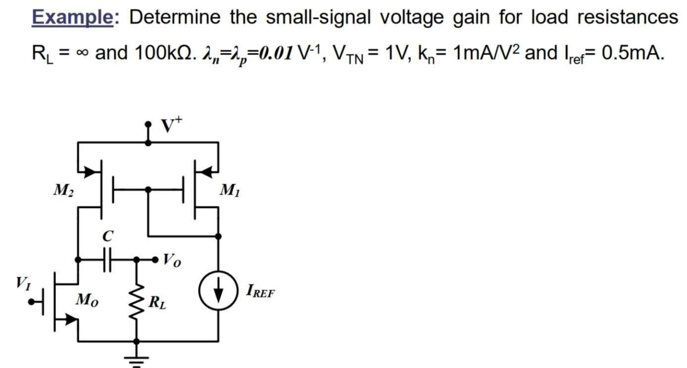 Solved Example: Determine the small-signal voltage gain for | Chegg.com