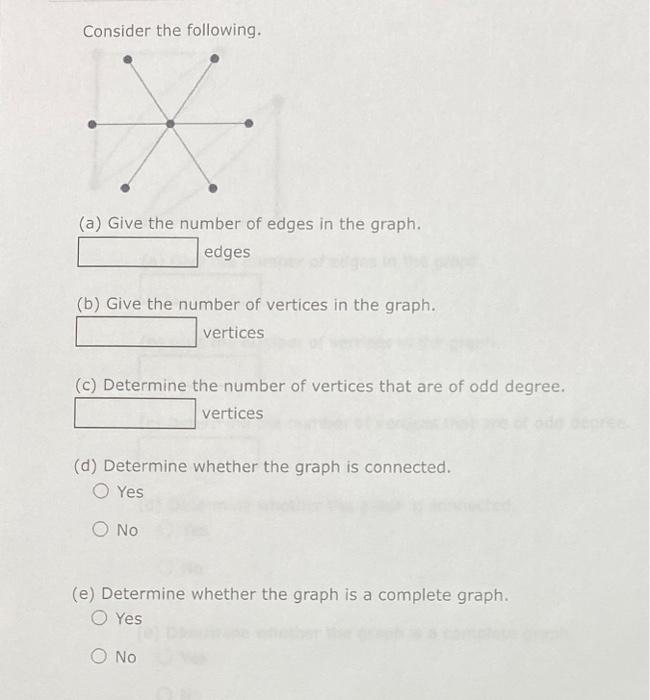 Solved Consider the following. (a) Give the number of edges | Chegg.com
