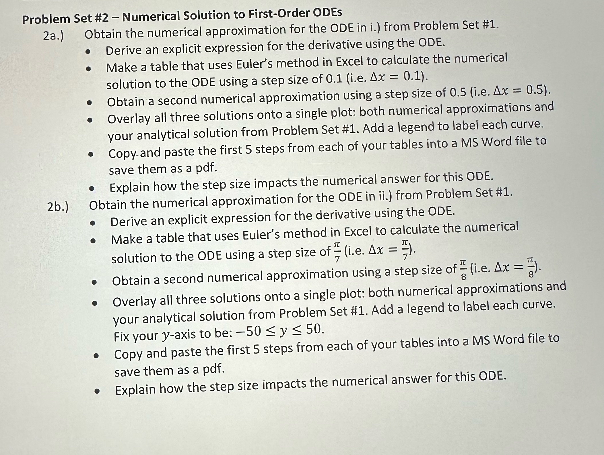 Problem Set #2 - ﻿Numerical Solution to First-Order | Chegg.com