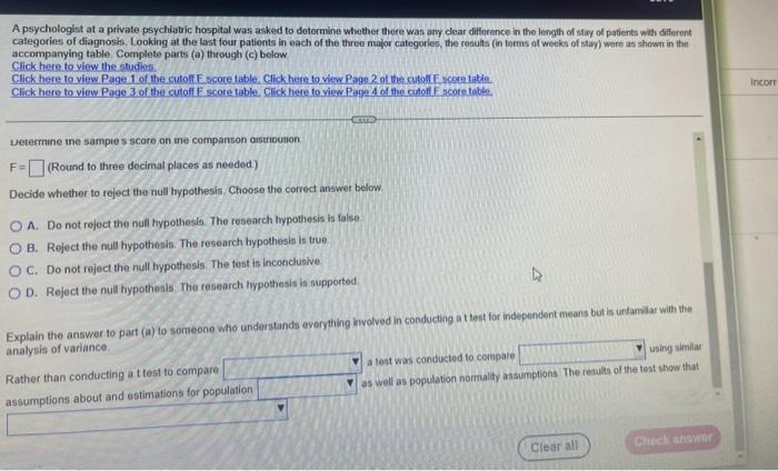 Solved A psychologist at a private psychiatric hospital was | Chegg.com
