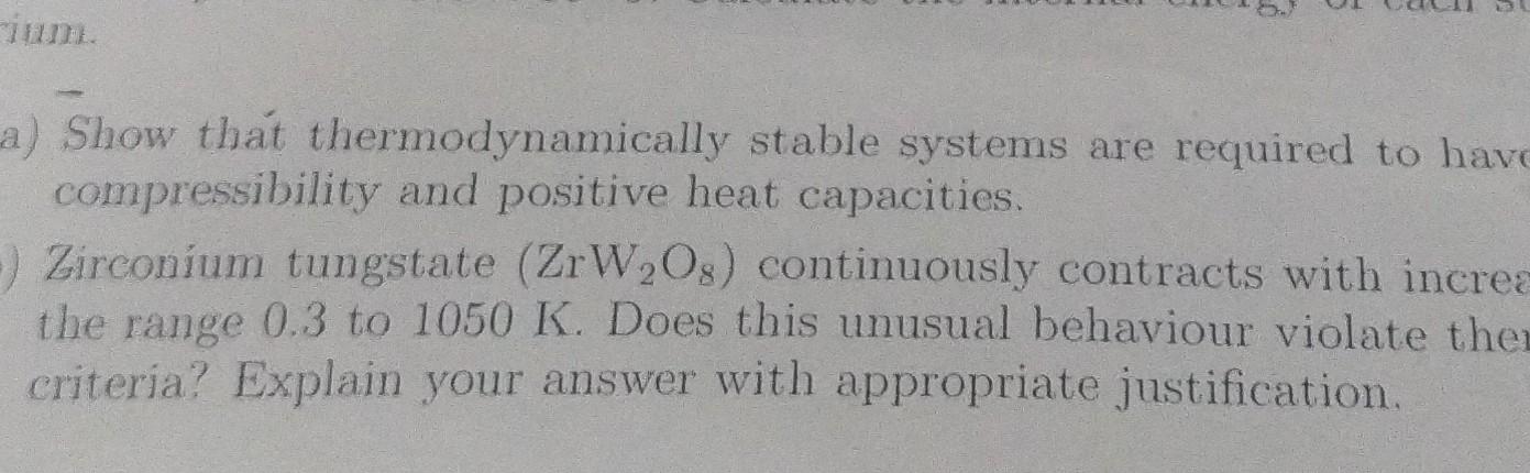 Solved Show that thermodynamically stable systems are | Chegg.com