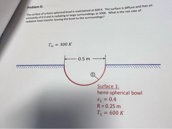 Solved Problem D. The surface of a hemi-spherical bowl is | Chegg.com