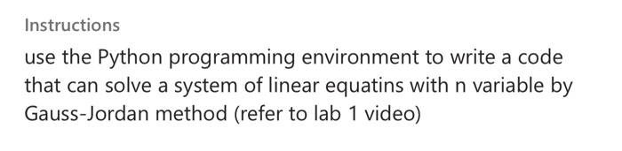 Solved Instructions use the Python programming environment | Chegg.com