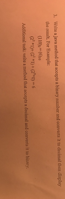 Solved 3. Write a java method that accepts a binary number | Chegg.com