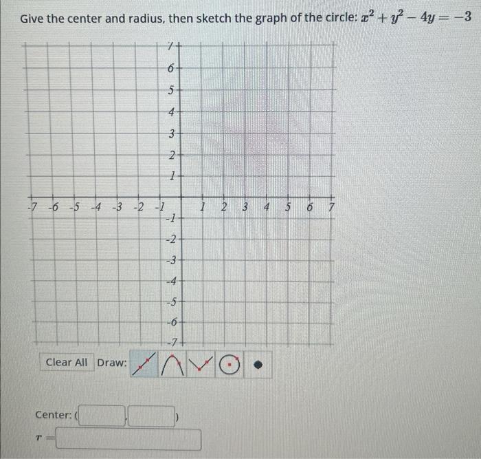 Solved Give the center and radius, then sketch the graph of | Chegg.com