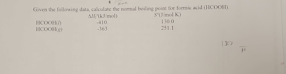 Solved Given the following data, calculate the normal | Chegg.com