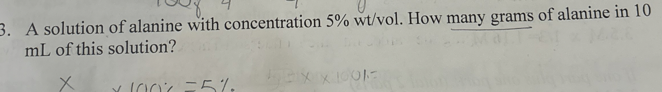 Solved A solution of alanine with concentration 5%wtvol. | Chegg.com