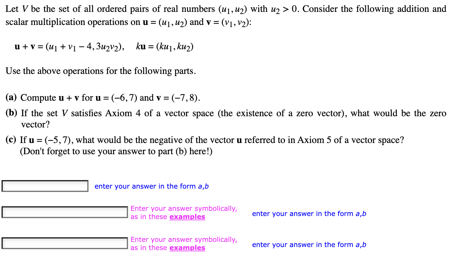 Solved enter your answer in the form a,bEnter your answer | Chegg.com