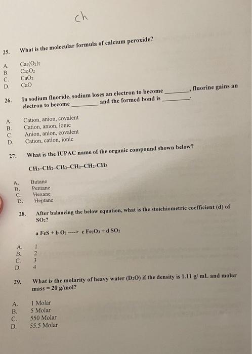 Solved ch 25. What is the molecular formula of calcium | Chegg.com