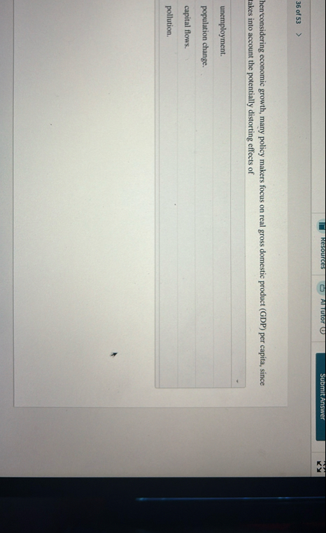 Solved ResourcesAlTutorSubmit Answer36 ﻿of 53hen'considering | Chegg.com