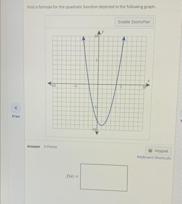 Solved Find a formula for the quadratic function depicted in | Chegg.com