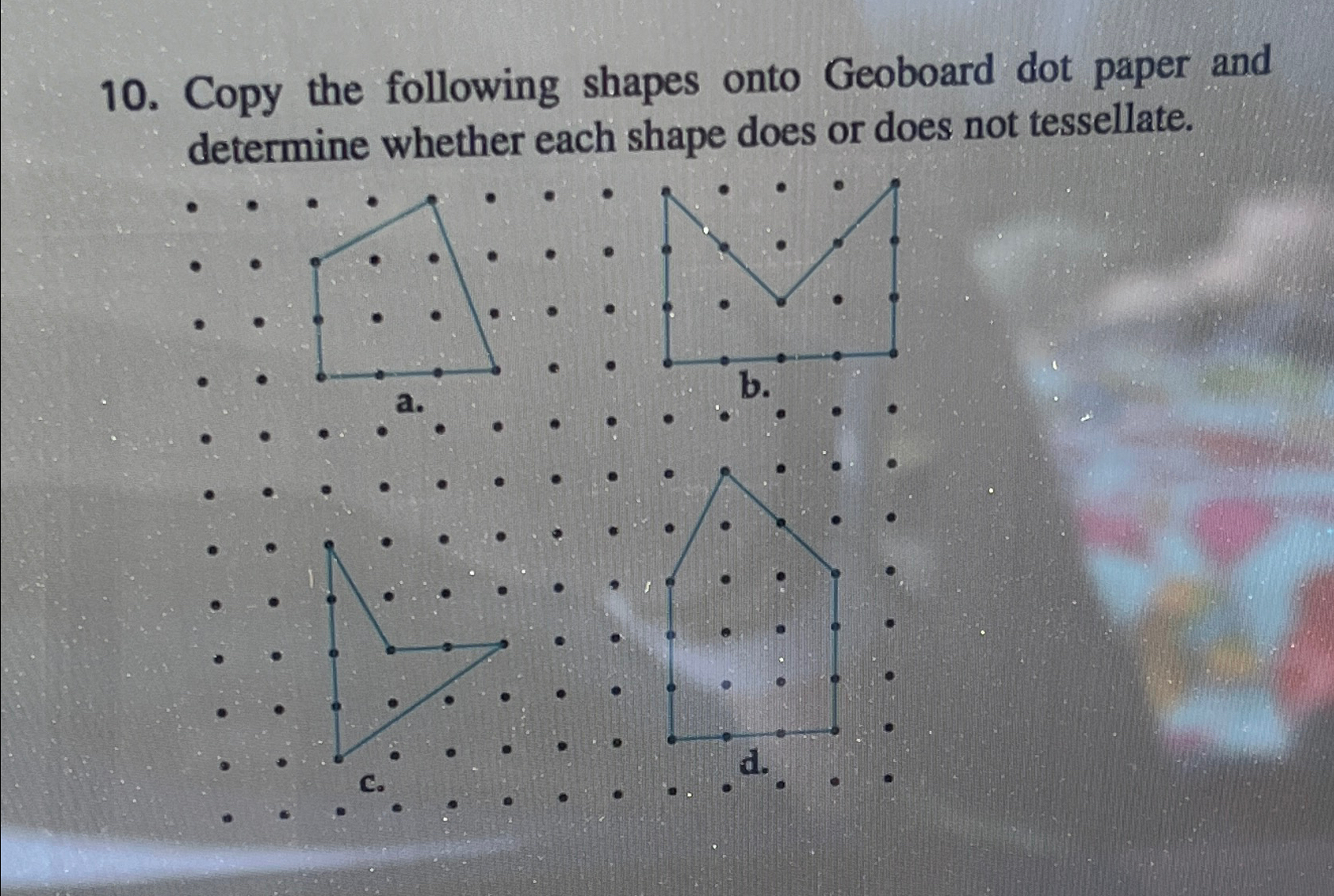 Solved Copy the following shapes onto Geoboard dot paper and | Chegg.com