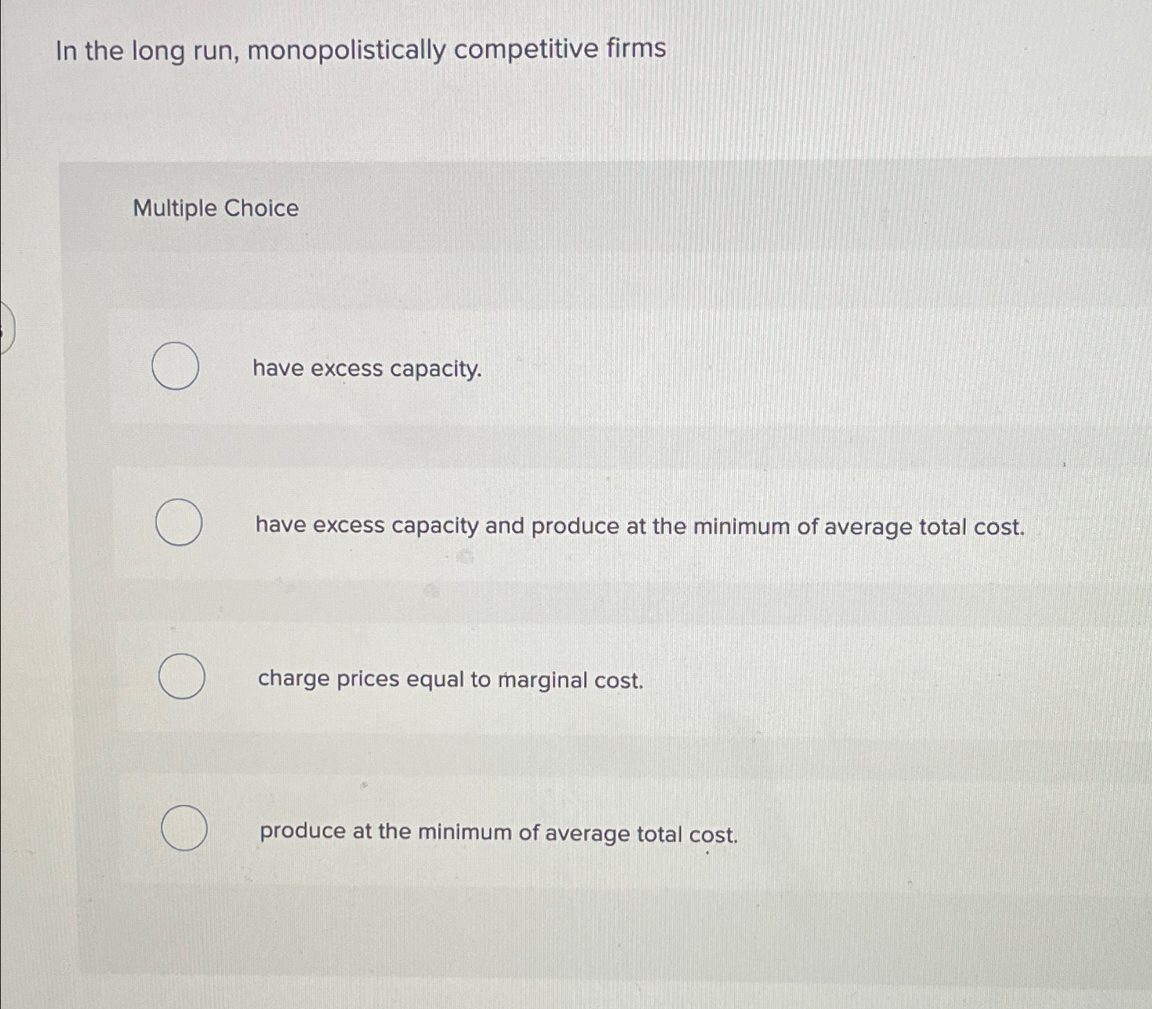In the long run, monopolistically competitive | Chegg.com