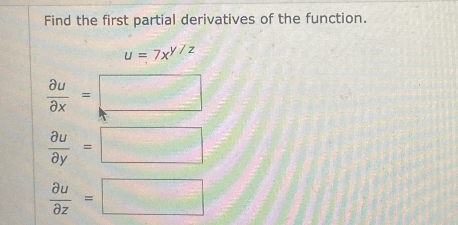 Solved Find the first partial derivatives of the | Chegg.com
