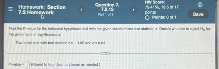 Solved Homework Section 7 2 Homework Question 5 7 2 9 Part