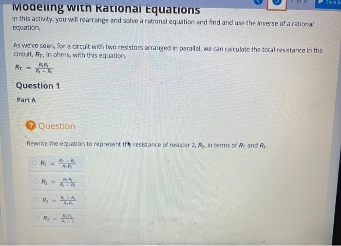 Solved Save & Modeling with Rational Equations In this | Chegg.com