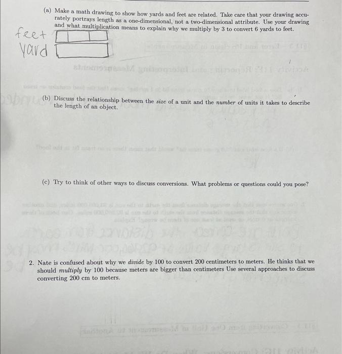 Solved (a) Make a math drawing to show how yards and feet | Chegg.com