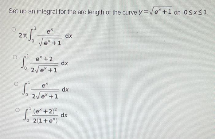 Solved Set up an integral for the arc length of the curve | Chegg.com