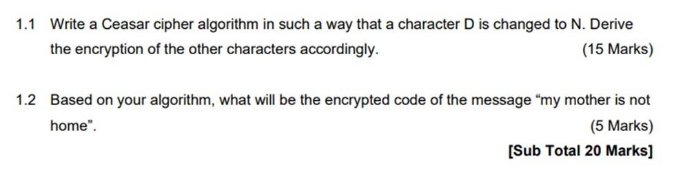 Solved 11 Write A Ceasar Cipher Algorithm In Such A Way
