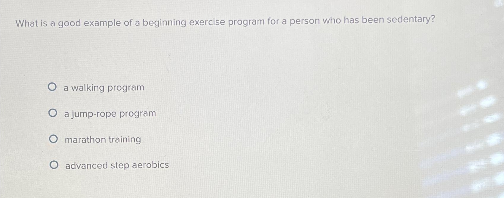 Solved What is a good example of a beginning exercise | Chegg.com
