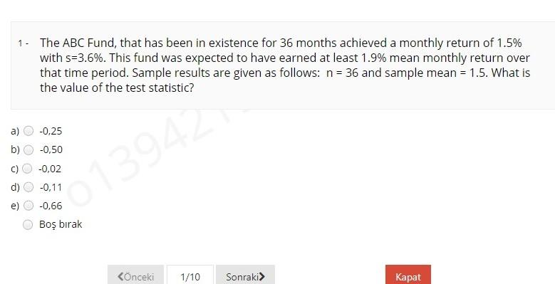 Solved 1- The ABC Fund, that has been in existence for 36 | Chegg.com