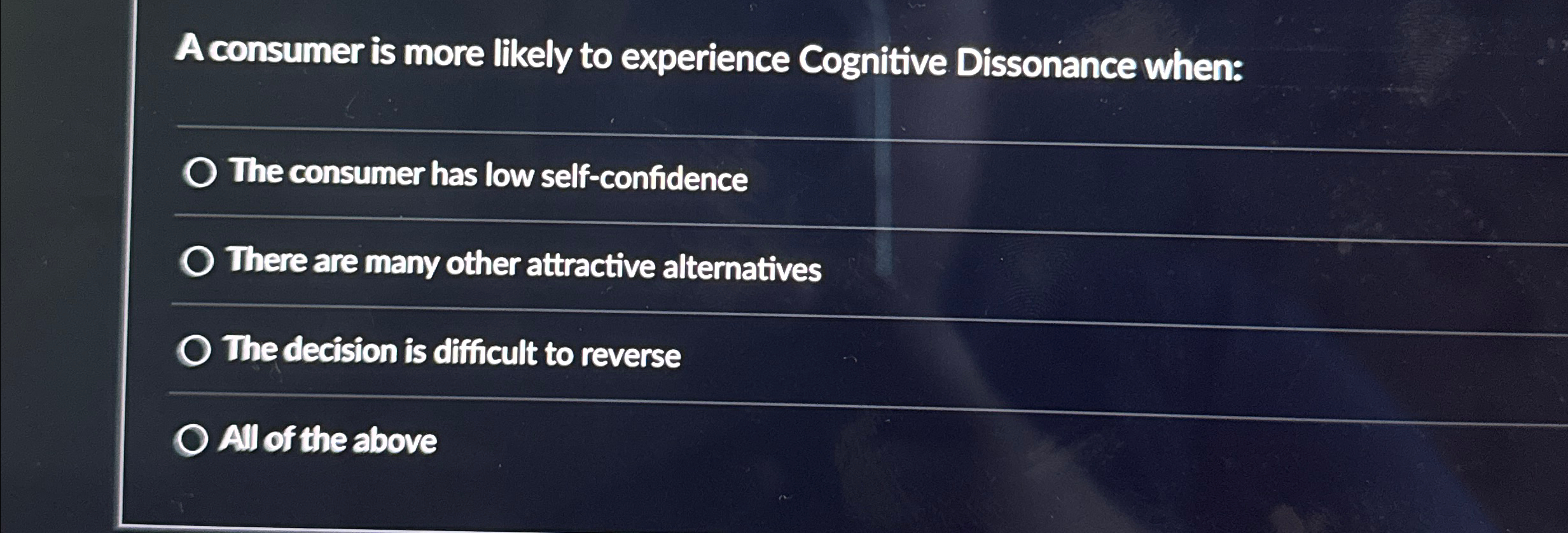 Solved A consumer is more likely to experience Cognitive | Chegg.com