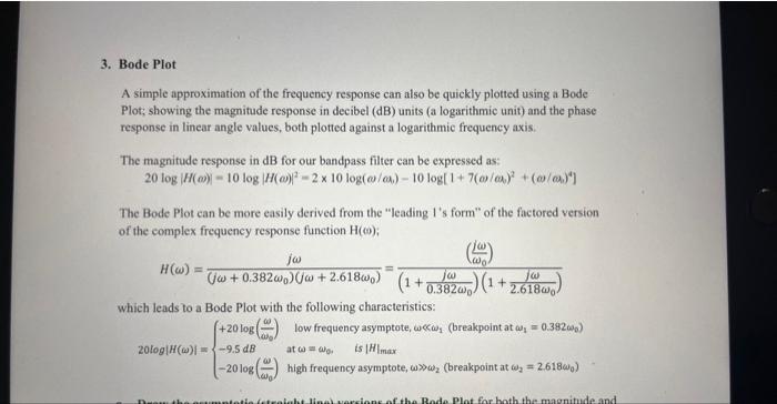 Solved Bode Plot A simple approximation of the frequency | Chegg.com