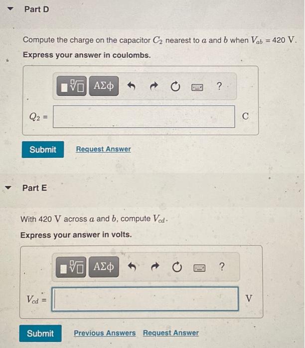 Compute the charge on the capacitor C2 nearest to a | Chegg.com