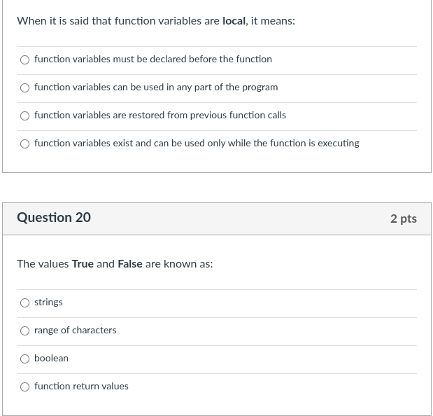 Solved When it is said that function variables are local, it | Chegg.com