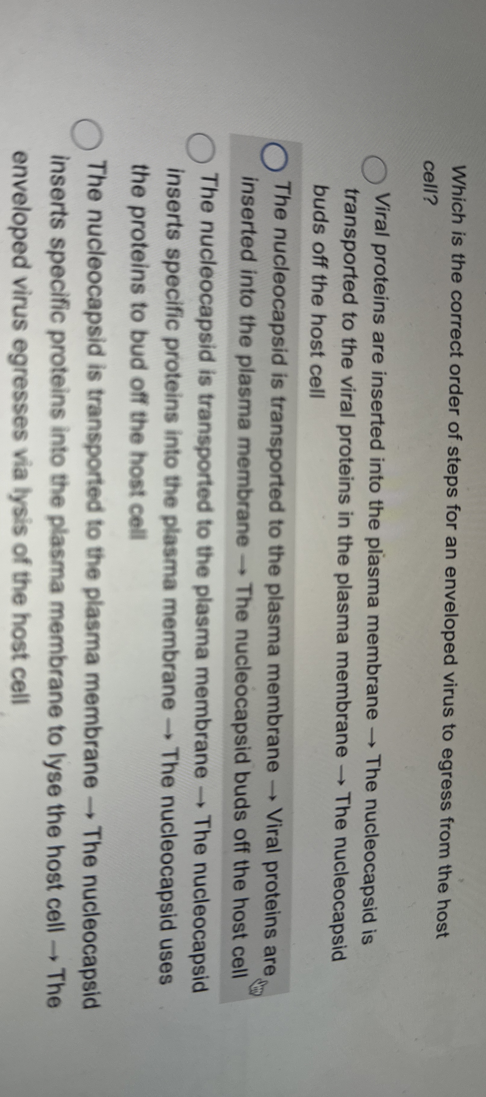 Solved Which is the correct order of steps for an enveloped | Chegg.com