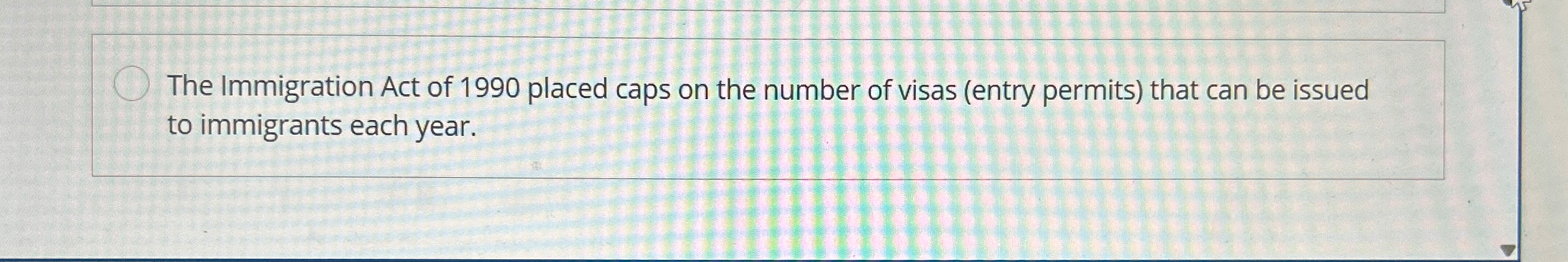 Solved What is the main provision of the Immigration Act of | Chegg.com