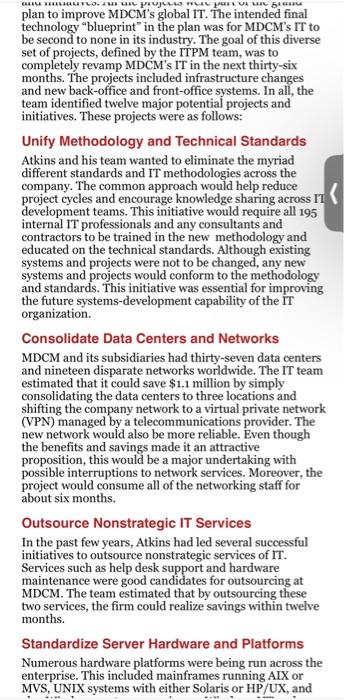 Solved Case MDCM, Inc. (B): Strategic IT Portfolio | Chegg.com