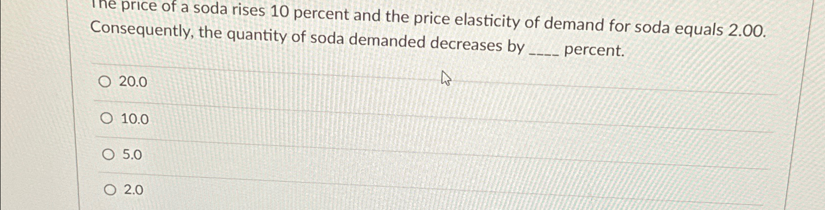 Solved Ine price of a soda rises 10 ﻿percent and the price | Chegg.com