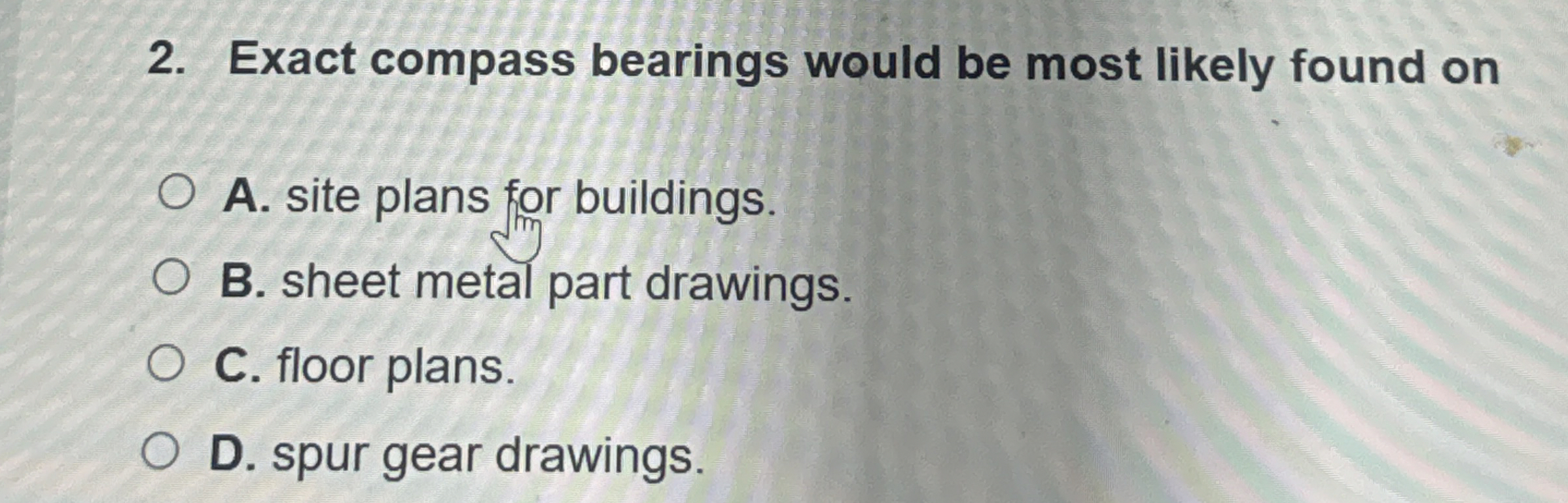 Solved Exact compass bearings would be most likely found | Chegg.com
