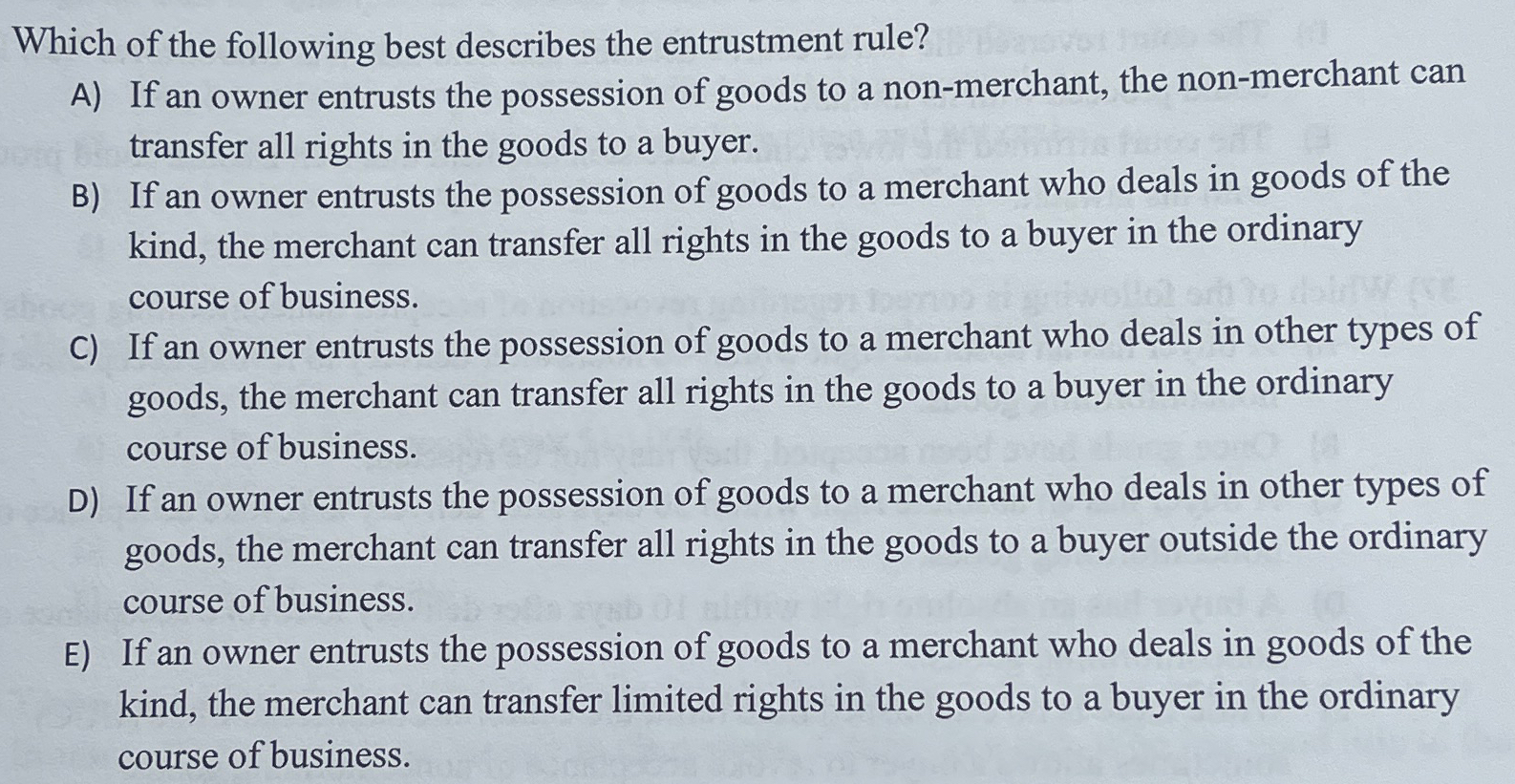 Solved Which of the following best describes the entrustment | Chegg.com