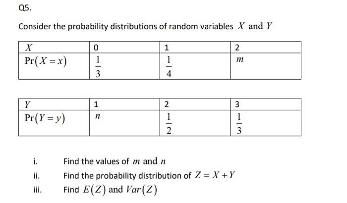 Solved Consider the probability distributions of random | Chegg.com