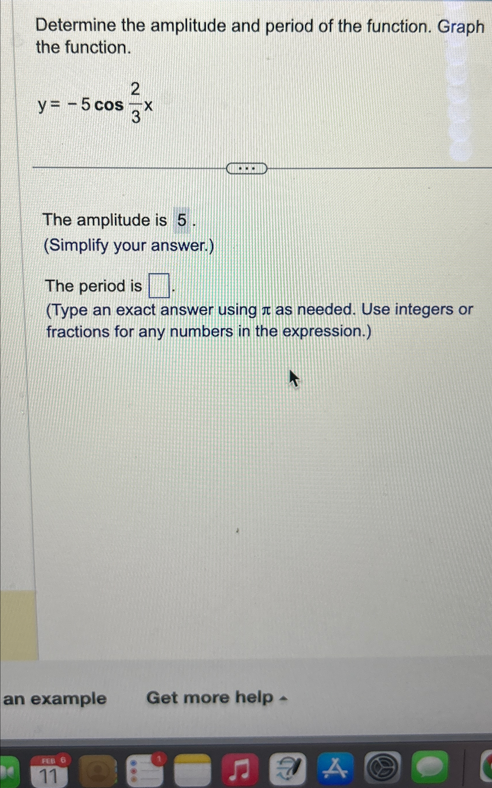 Solved Determine the amplitude and period of the function. | Chegg.com