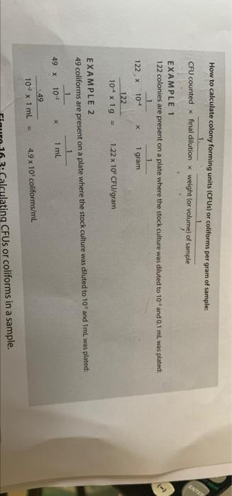 Solved How to calculate colony forming units (CFU) or | Chegg.com