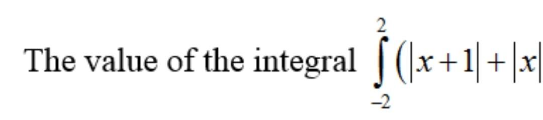 Solved The value of the integral ∫−22(∣x+1∣+∣x∣ | Chegg.com