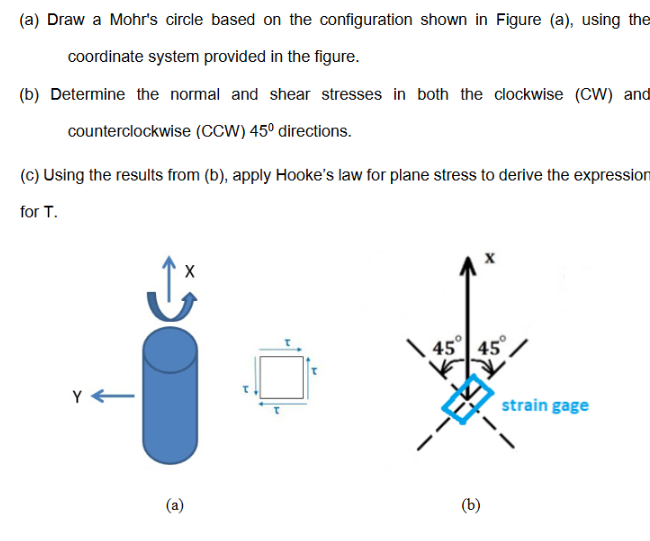 (a) ﻿Draw a Mohr's circle based on the configuration | Chegg.com