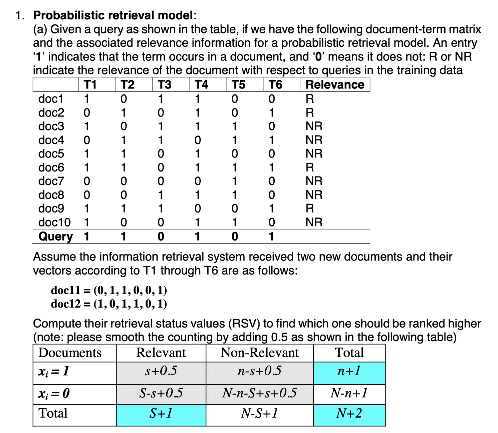 Solved Probabilistic retrieval model: (a) ﻿Given a query as | Chegg.com
