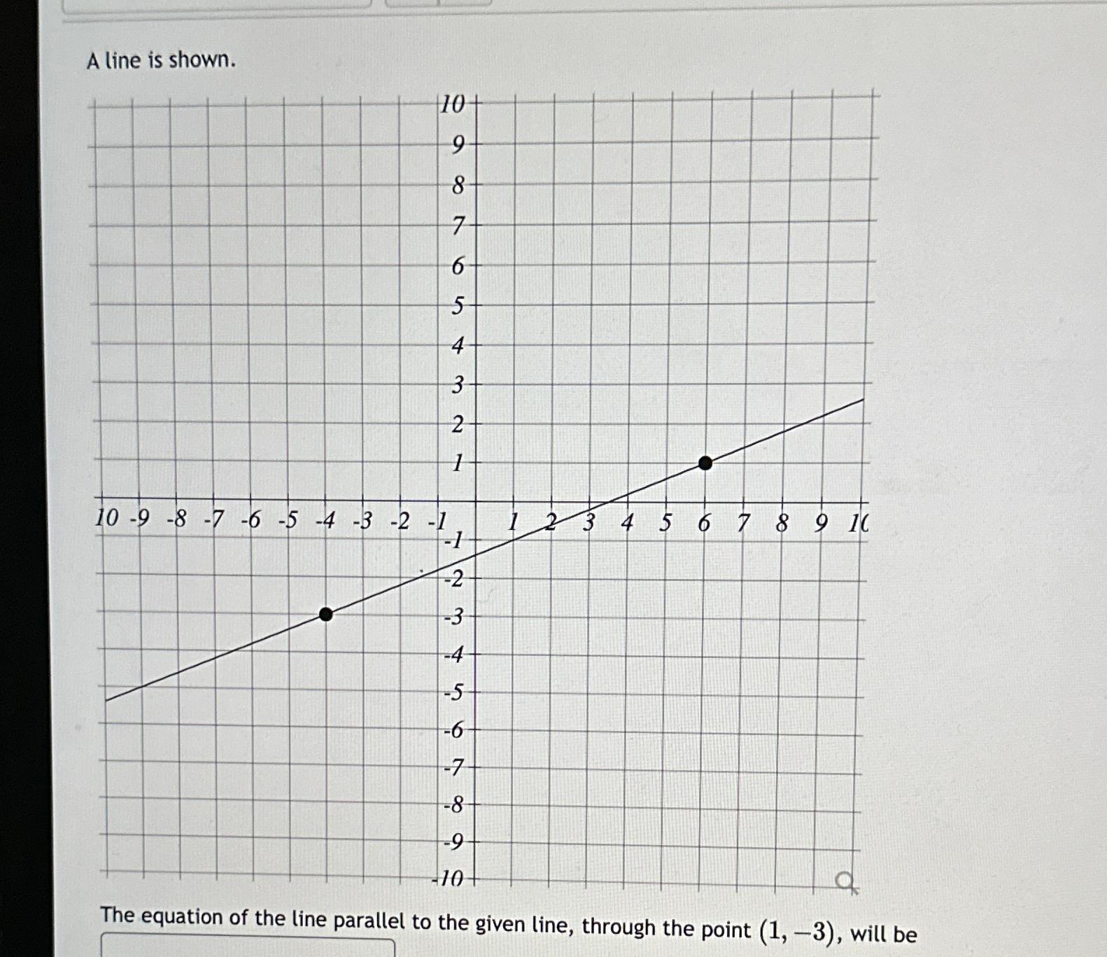 Solved A line is shown.The equation of the line parallel to | Chegg.com