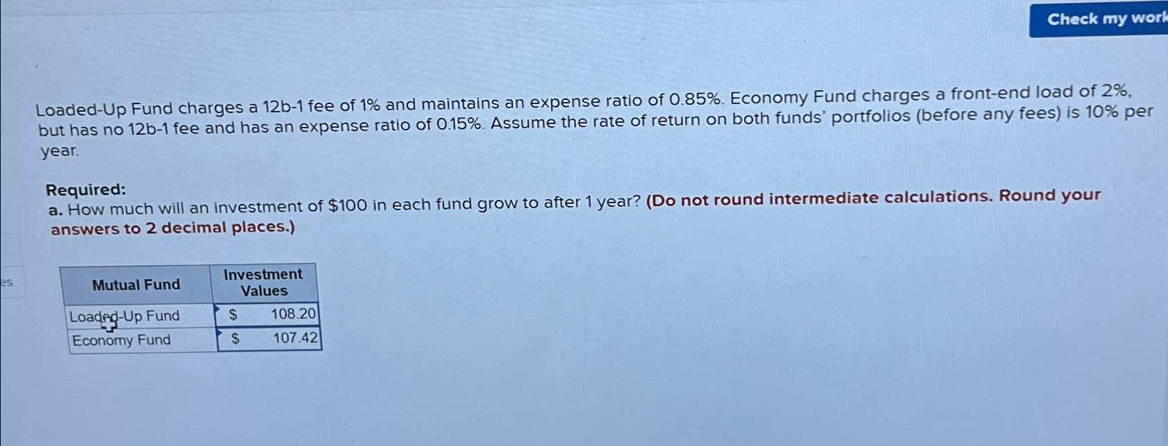 Solved Loaded-Up Fund charges a 12b-1 ﻿fee of 1% ﻿and | Chegg.com