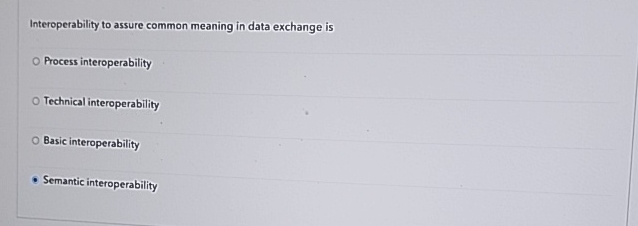 Solved Interoperability to assure common meaning in data | Chegg.com