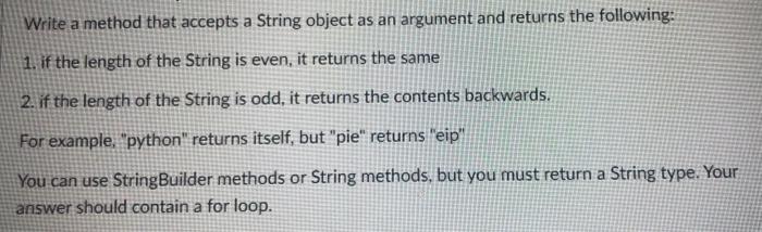 Solved Write a method that accepts a String object as an | Chegg.com