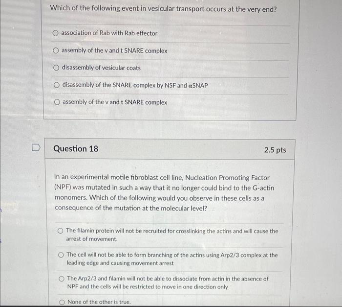 Solved Which of the following event in vesicular transport | Chegg.com