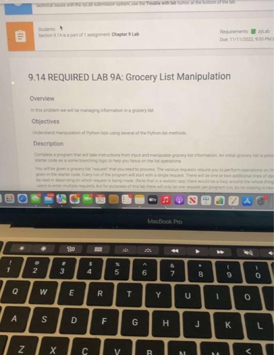 9.14 REQUIRED LAB 9A: Grocery List Manipulation | Chegg.com