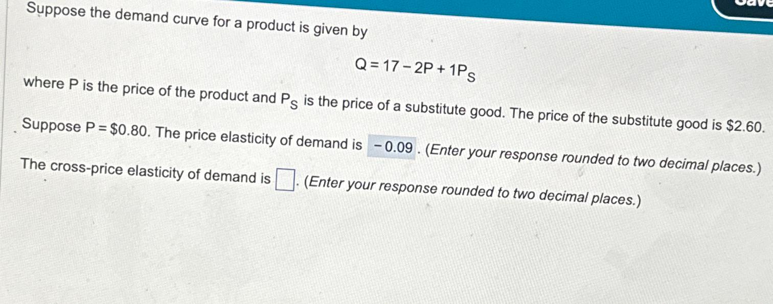 Solved Suppose the demand curve for a product is given | Chegg.com