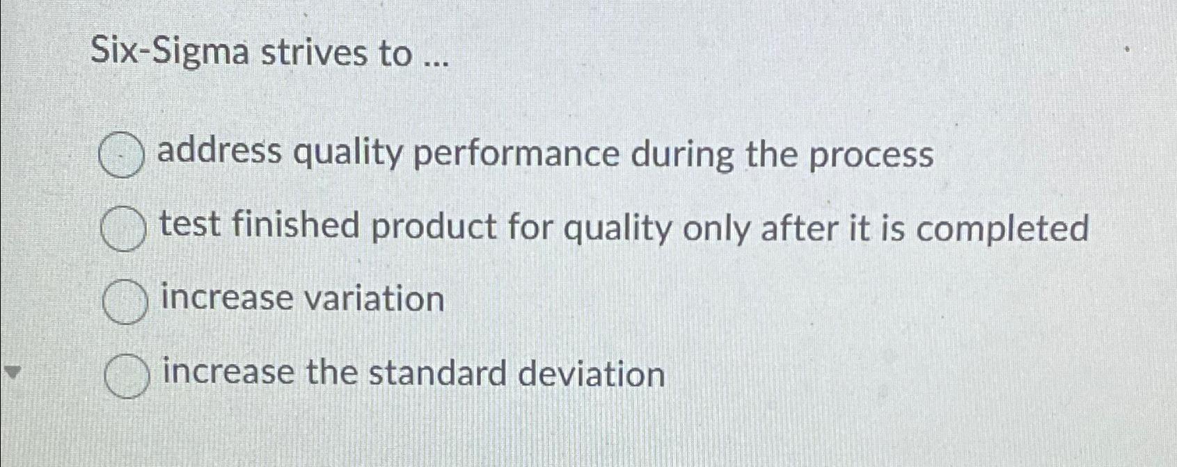 Solved Six-Sigma strives to ...address quality performance | Chegg.com