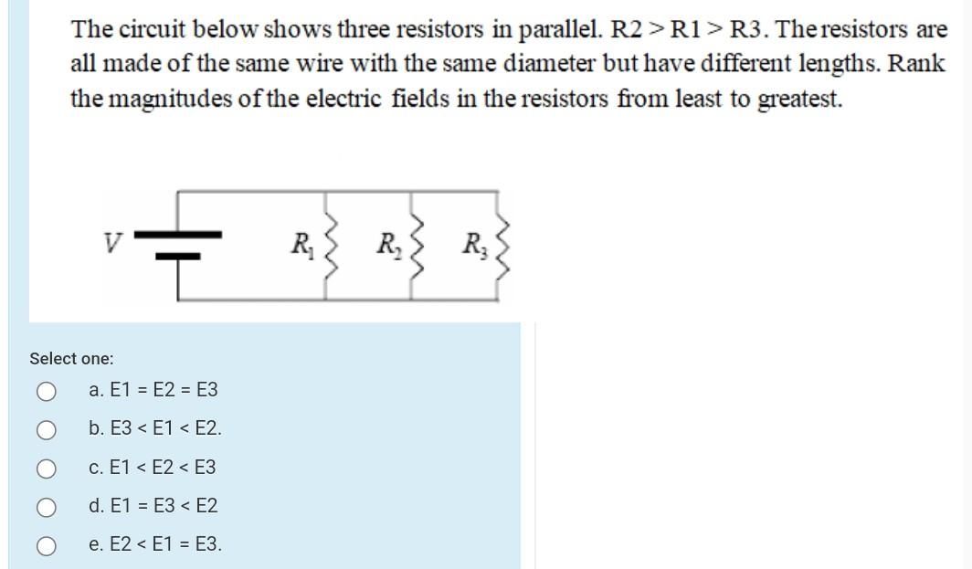 Solved The circuit below shows three resistors in parallel. | Chegg.com